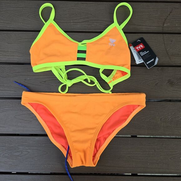 TYR | Swim | Tyr Womens Durafast Neonorange Tieback Workout Bikini Sz S ...